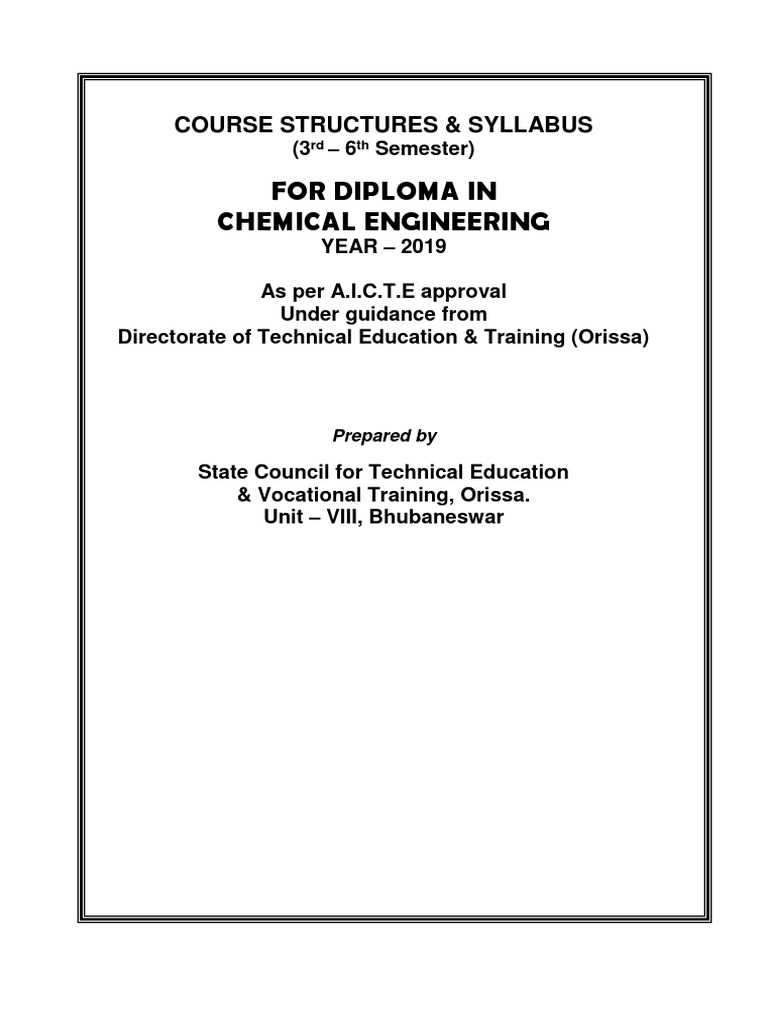 Chemical Engineering Diploma Syllabus 2019 | PDF | Fluid Dynamics ...