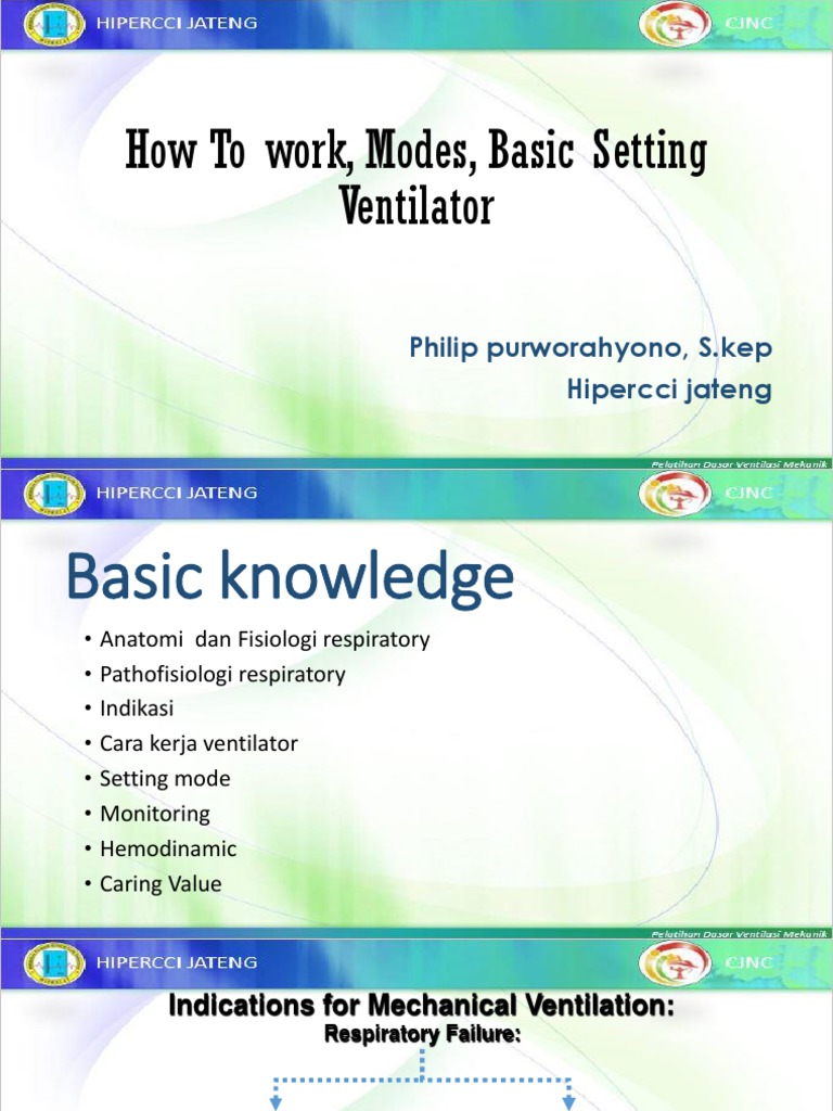 Cara Kerja, Mode, Setting Dasar Ventilator | PDF