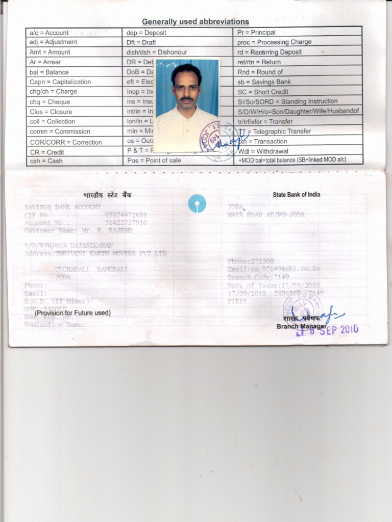 R.rajesh Bank Pass Book | PDF