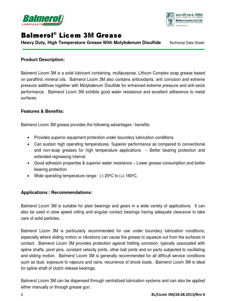 1482402808balmerol Licom 3m Grease | Download Free PDF | Bearing ...