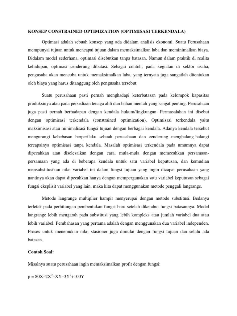 Konsep Constrained Optimization | PDF