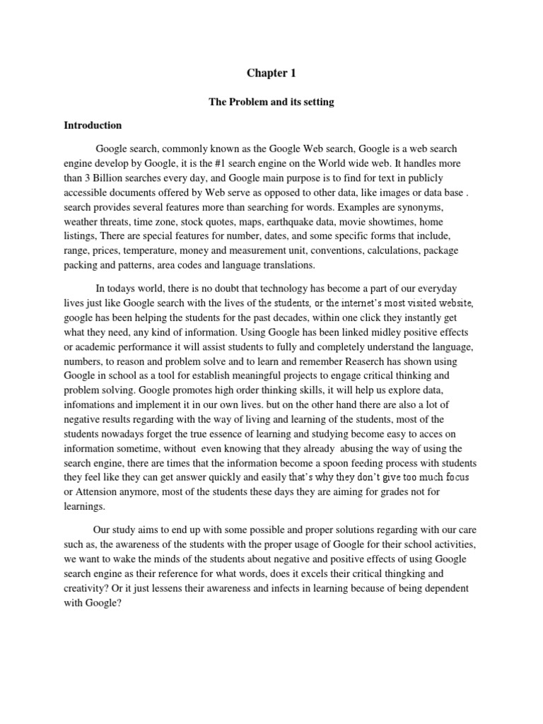 The Problem and Its Setting Google Search, Commonly Known As The Google ...