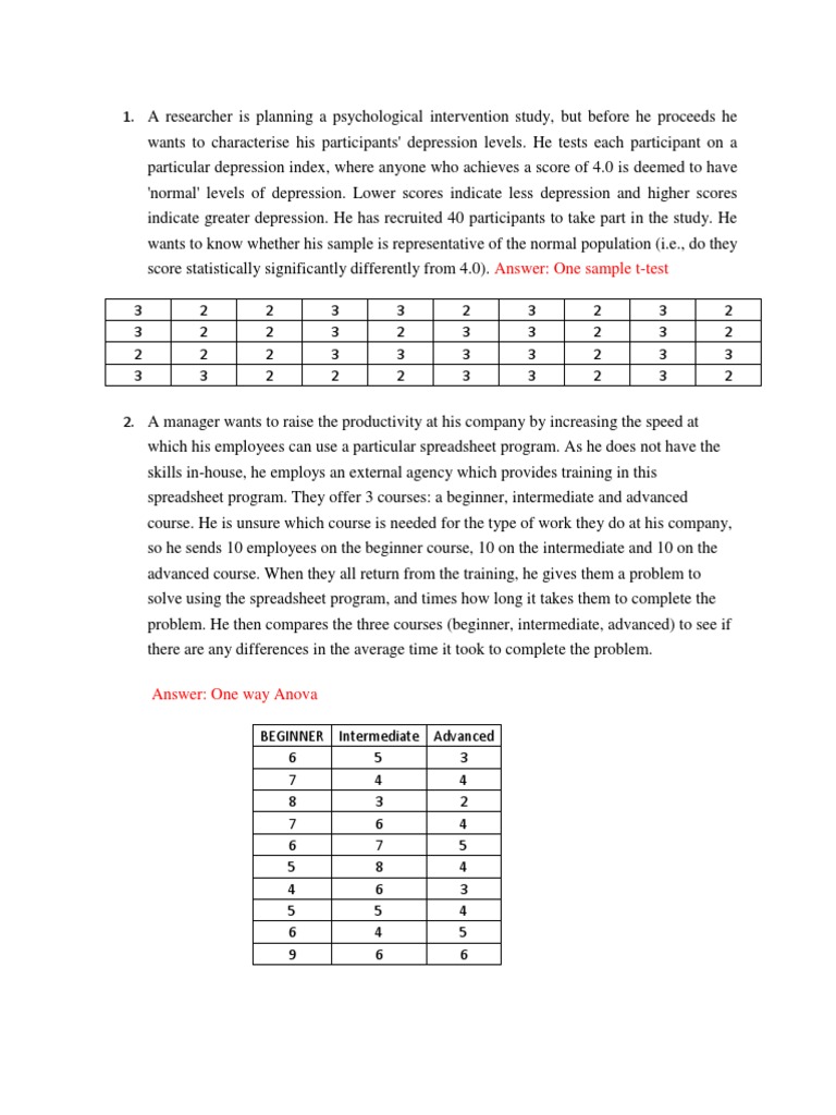 Stat Problems With Answers | PDF | Student's T Test | Psychology