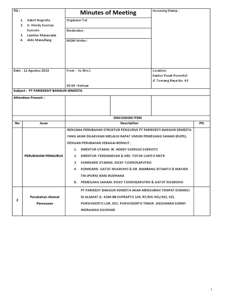Format MOM Kosong | PDF