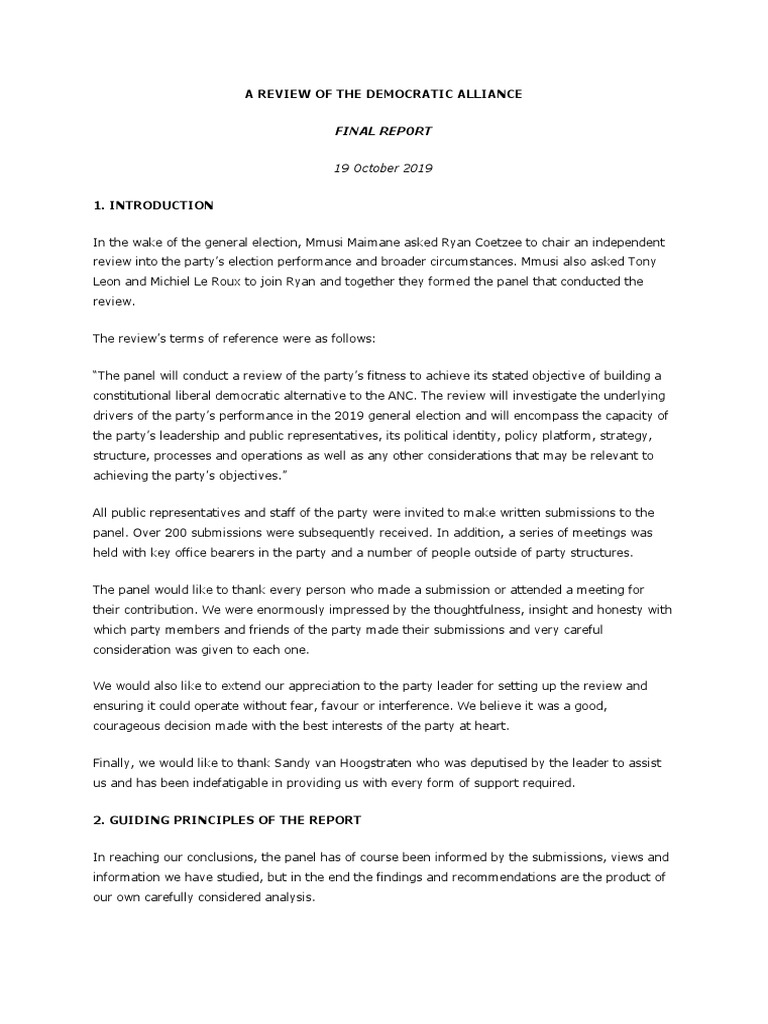 A Review of The Democratic Alliance | PDF | Race (Human Categorization ...