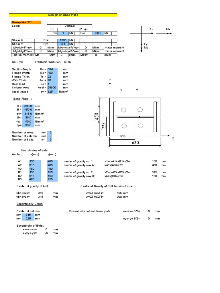 Base Plate Design and Calculations | PDF | Materials | Force