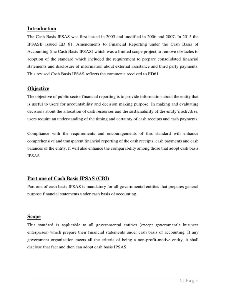A Comprehensive Summary of the Key Requirements of the Cash Basis IPSAS ...