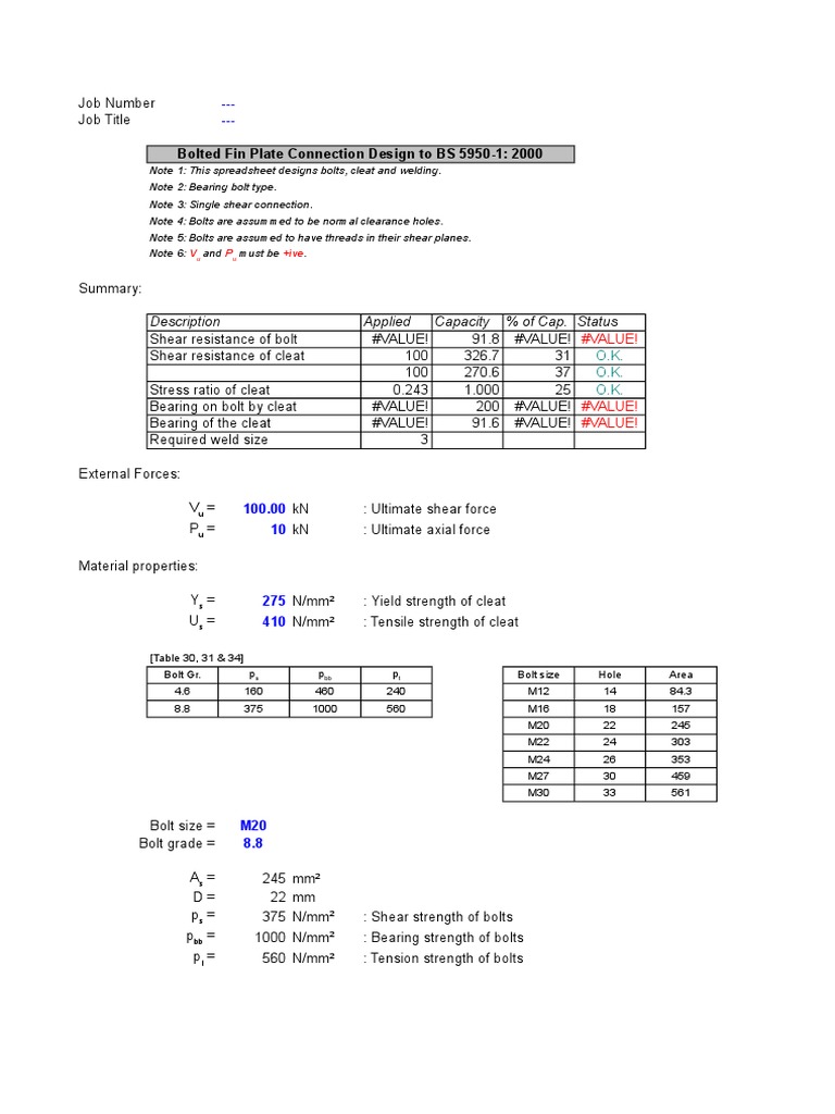 End Plate and Fin Plate Connection | PDF | Yield (Engineering) | Screw