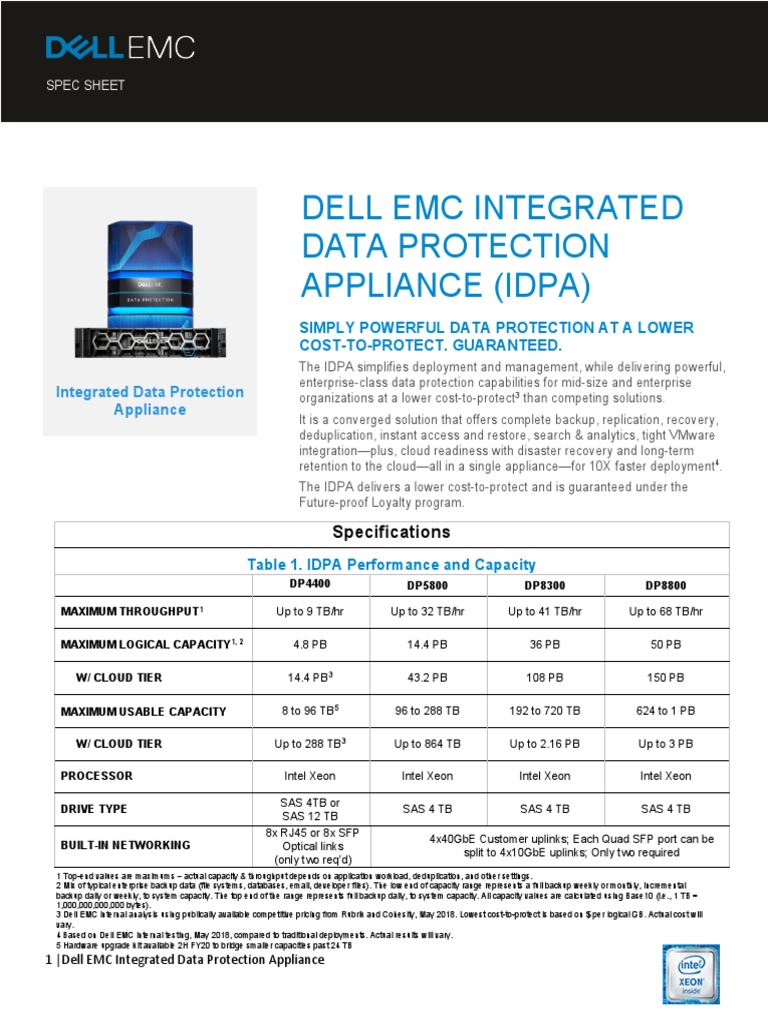IDPA Appliance Spec Sheet PDF | PDF | Hard Disk Drive | Computing