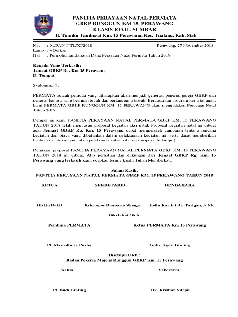 Proposal Perayaan Natal GBKP 2018 | PDF