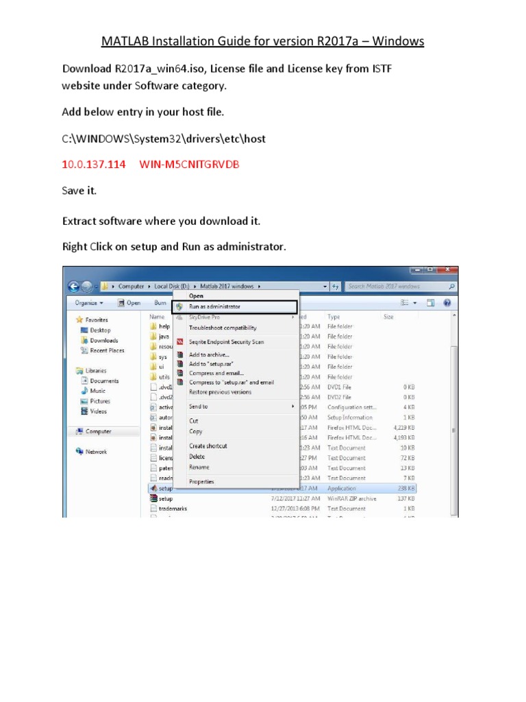 MATLAB Installation Guide R2017a Win | PDF