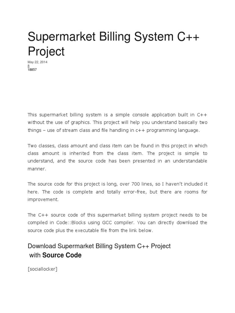 Supermarket Billing System C Project With Source Code Pdf C Source Code