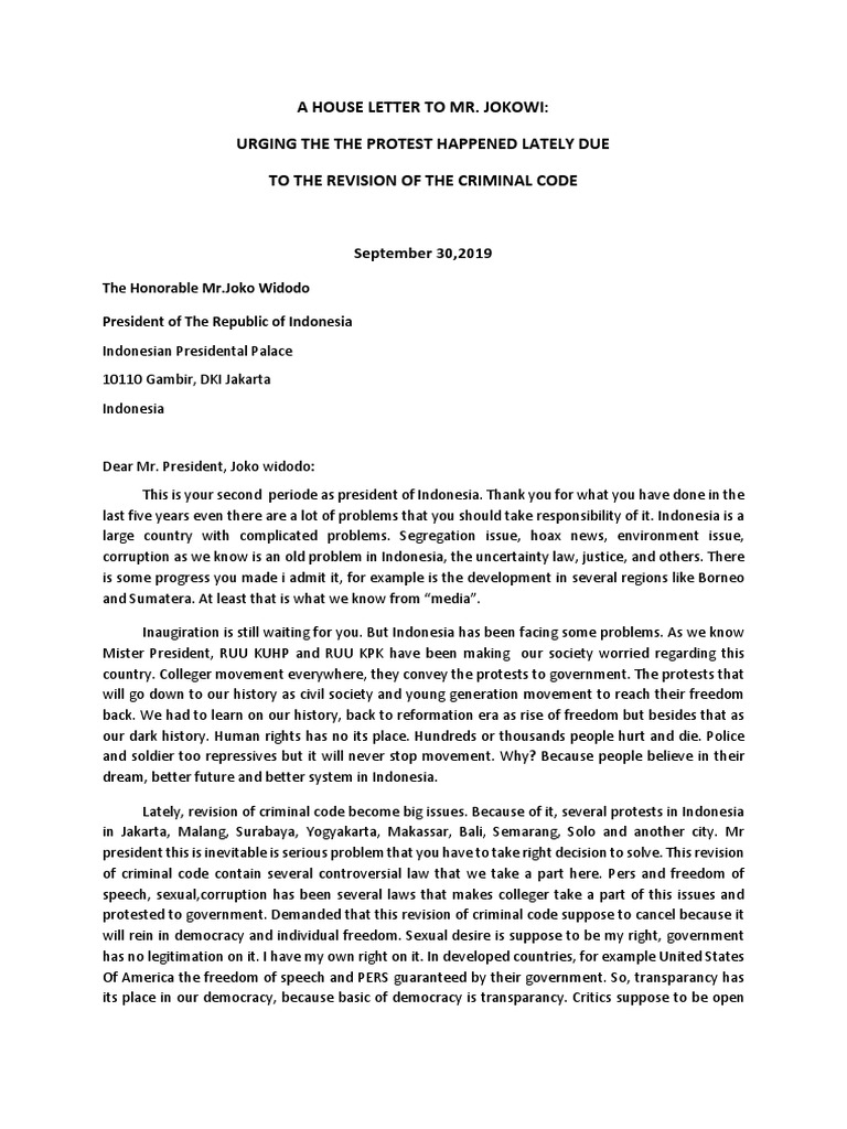 A House Letter To MR | PDF | Indonesia | Human Rights