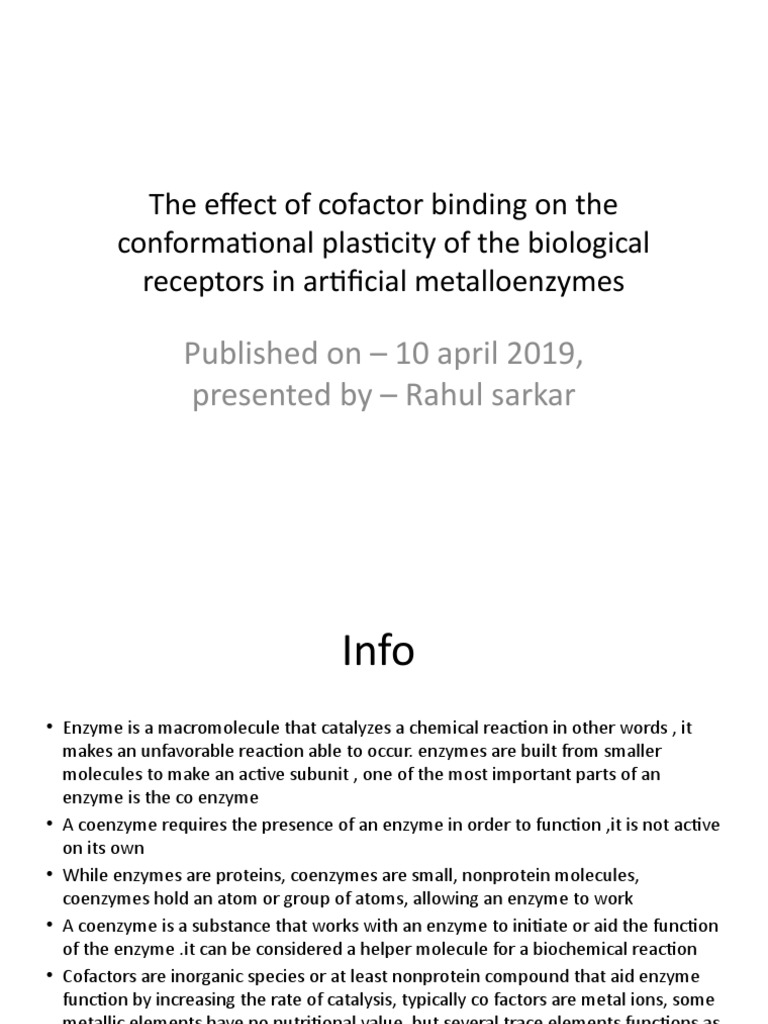 The Effect of Cofactor Binding On The Conformational | PDF | Cofactor ...