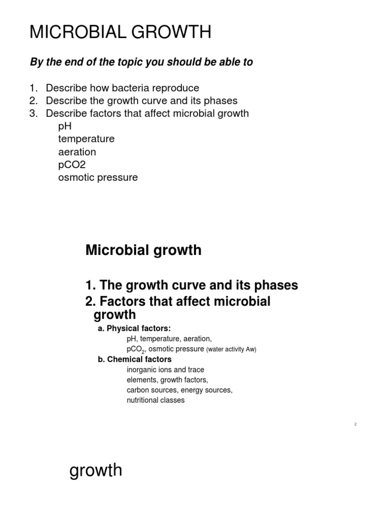 Microbial Growth: by The End of The Topic You Should Be Able To | PDF ...