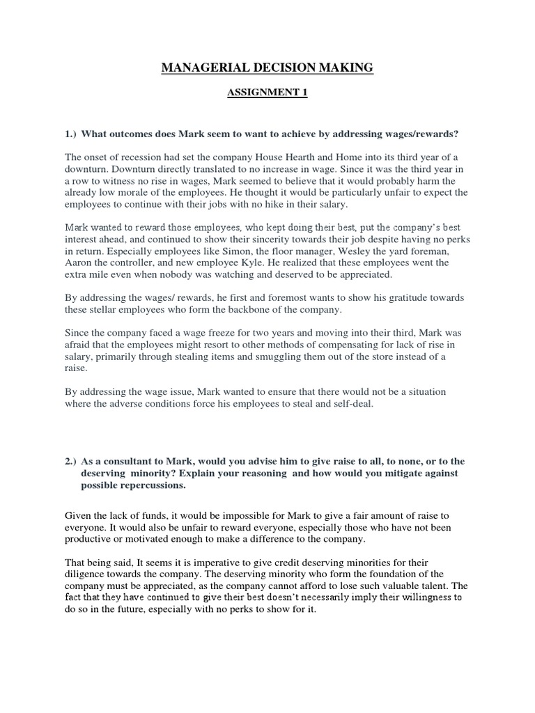 Managerial Decision Making | PDF | Recession | Employment