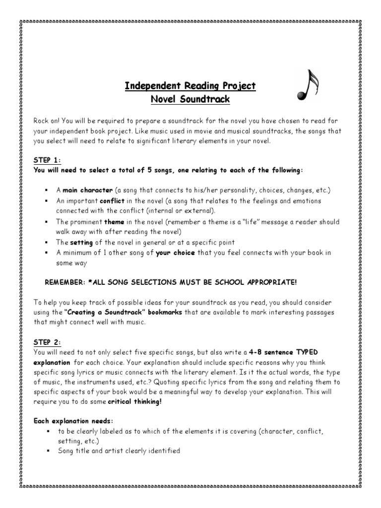 Novel Soundtrack Project Guidelines | PDF | Books | Emotions