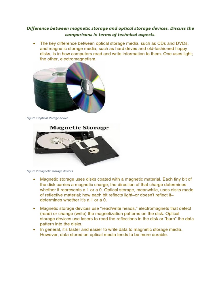 Difference Between Magnetic Storage and Optical Storage Devices | PDF ...
