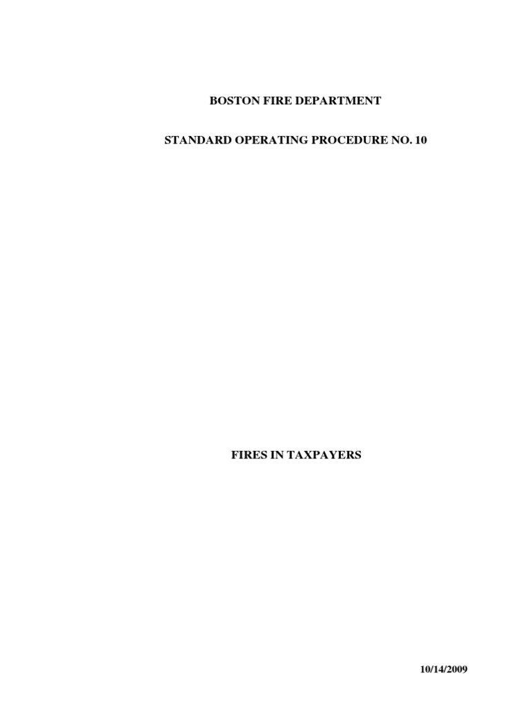 BFD SOP 10 Fires in Taxpayers | PDF | Firefighter | Ventilation ...