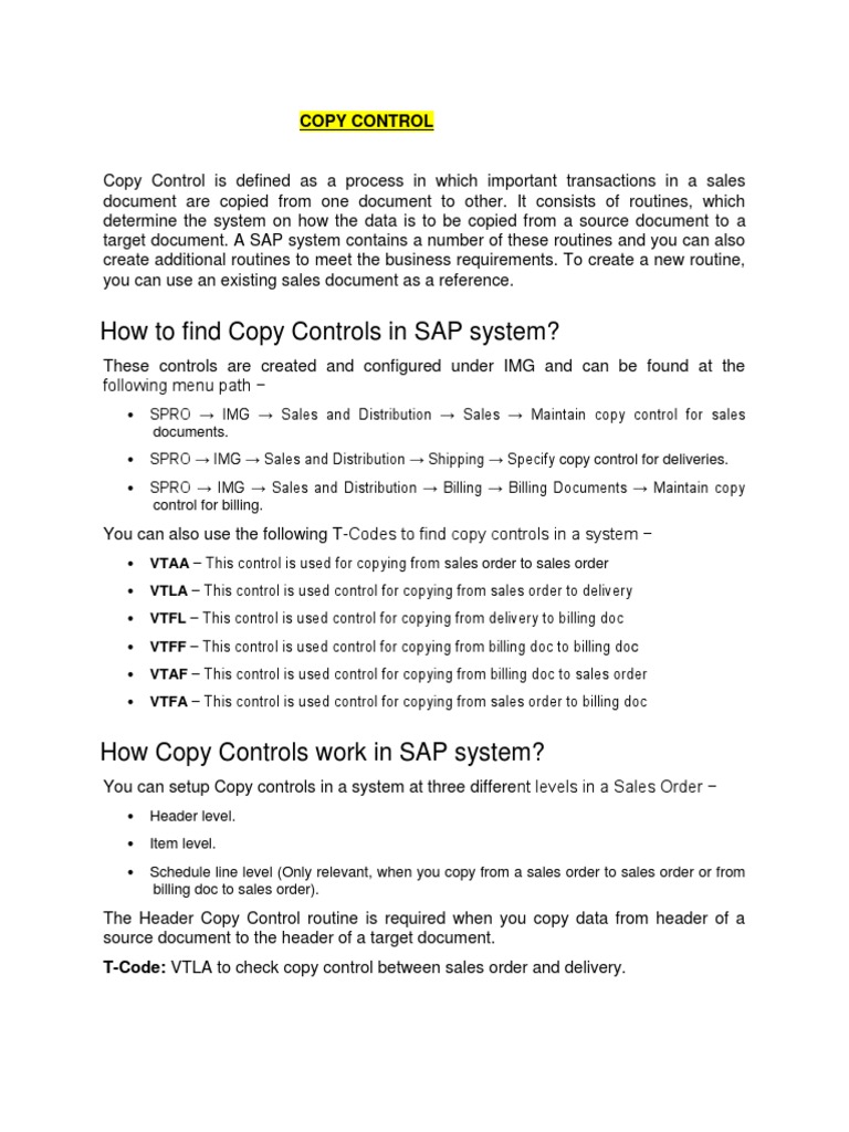 How To Find Copy Controls in SAP System? | PDF | Computing | Software