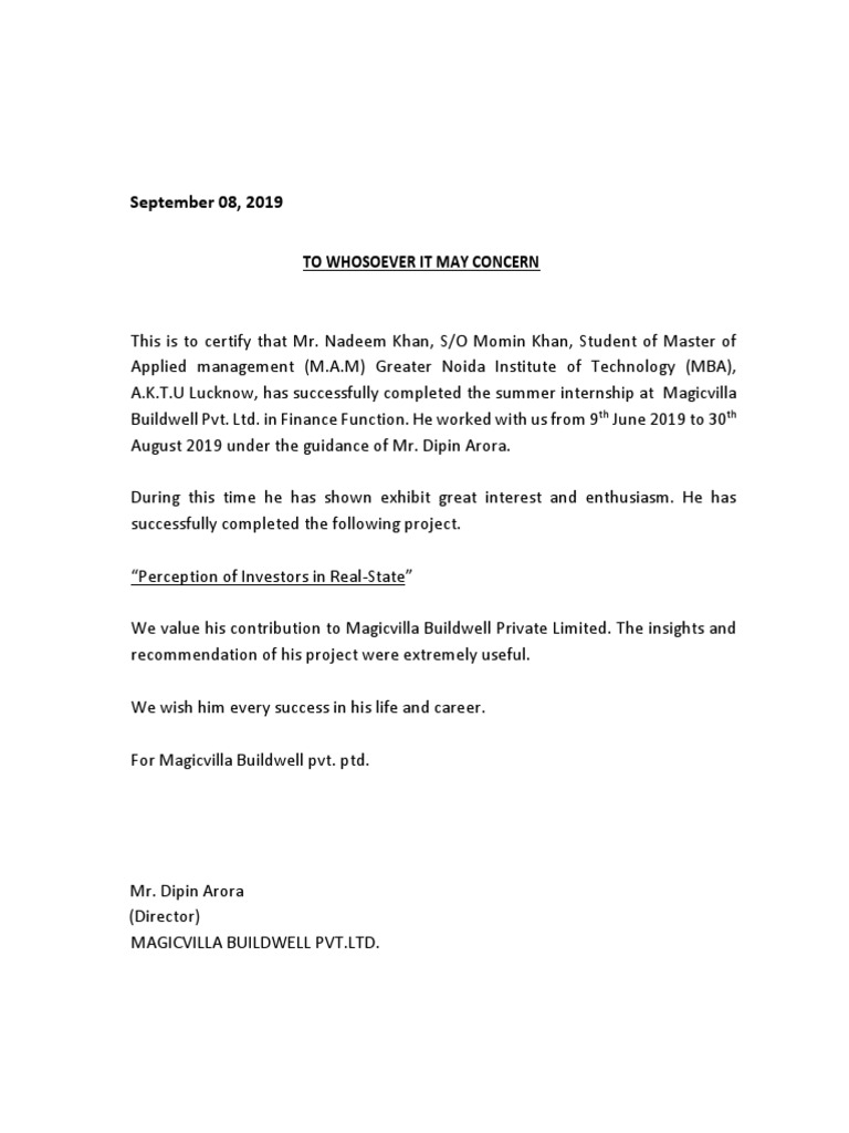 To Whosoever It May Concern: TH TH | PDF | Business