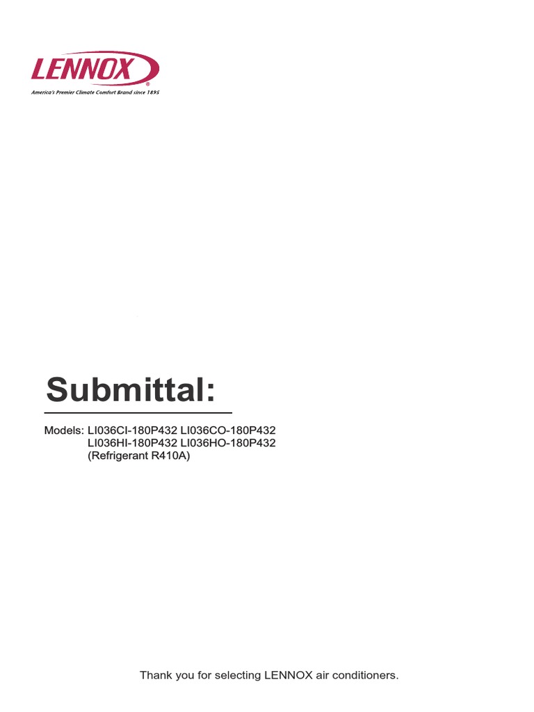 Lennox Air Conditioner Specification Sheet | PDF | Air Conditioning ...