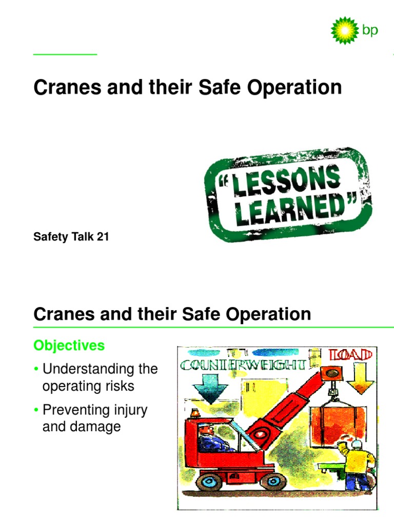 Cranes and Their Safe Operation: Safety Talk 21 | PDF | Lever | Safety