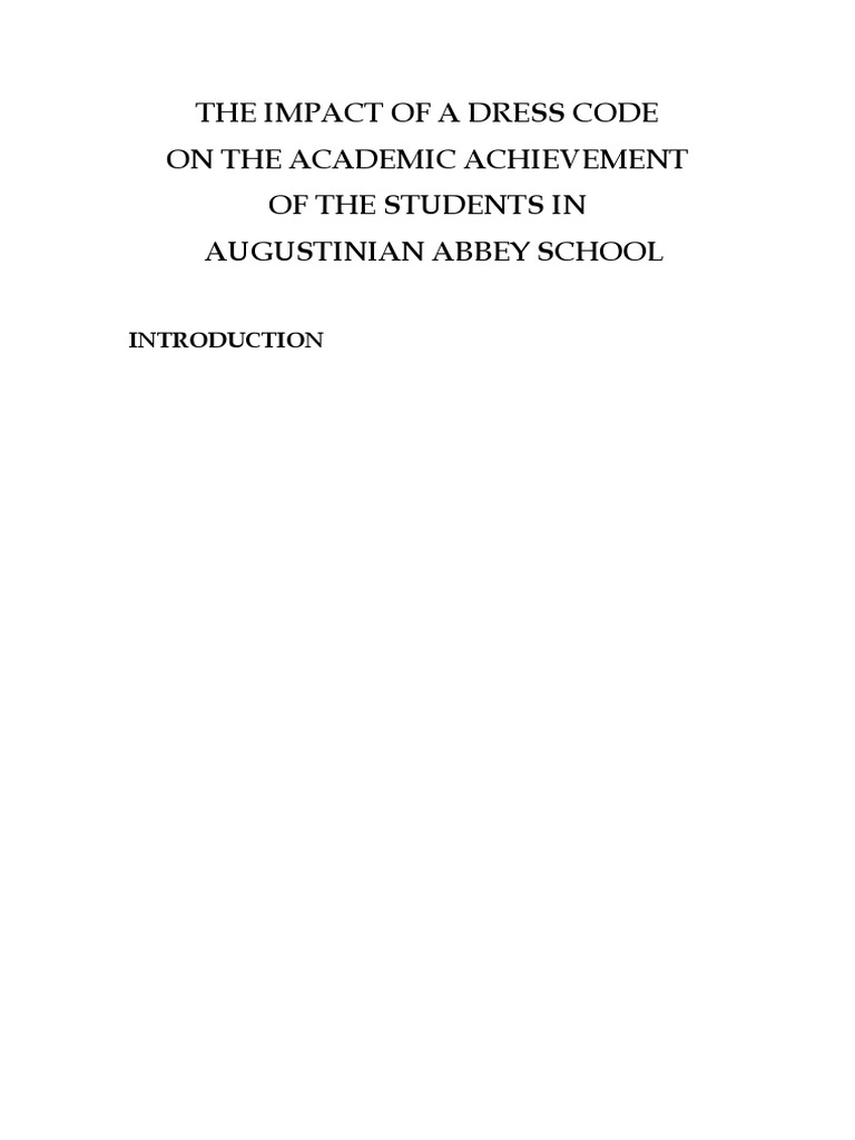 Impact of Dress Code on Student Behavior | PDF | Behavioural Sciences ...