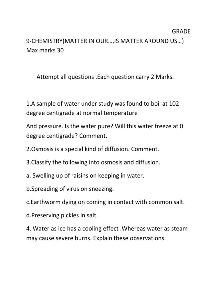 Grade 9 Chemistry Quiz PDF | PDF | Distillation | Solution
