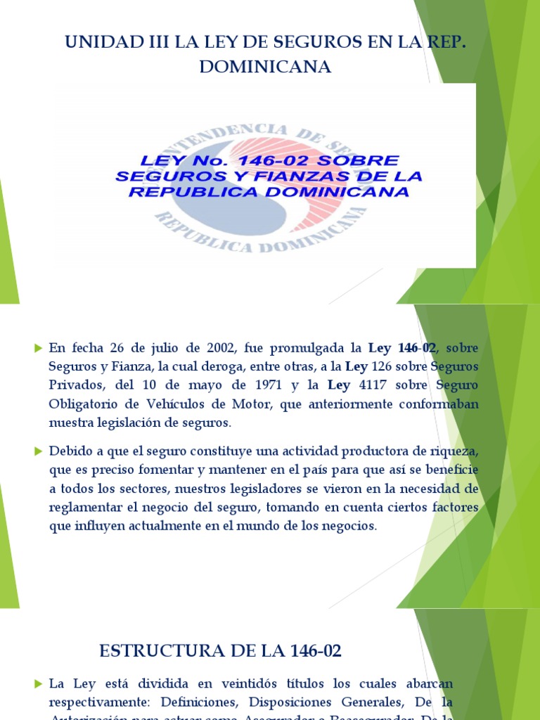 Ley 146-02 | PDF | Póliza de seguros | Reaseguro