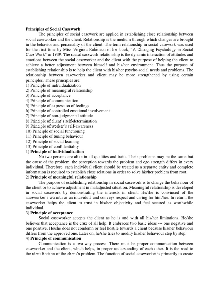 Principles of Social Casework Explained | PDF | Attitude (Psychology ...