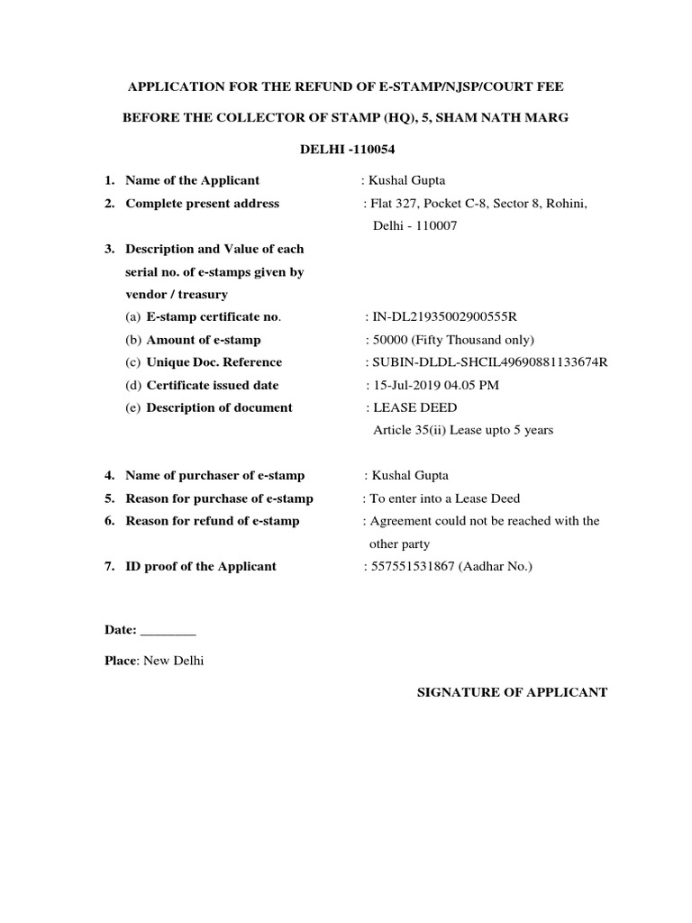 Refund of Stamp | PDF