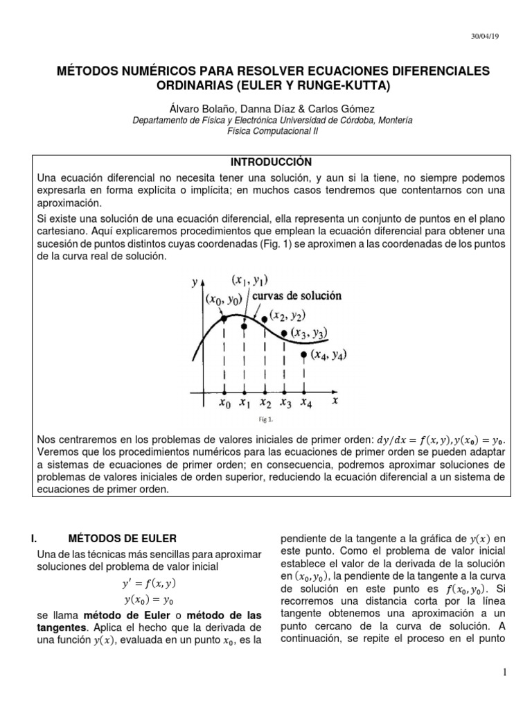 Euler y Runge-Kutta - Trabajo PDF | PDF | Análisis numérico ...