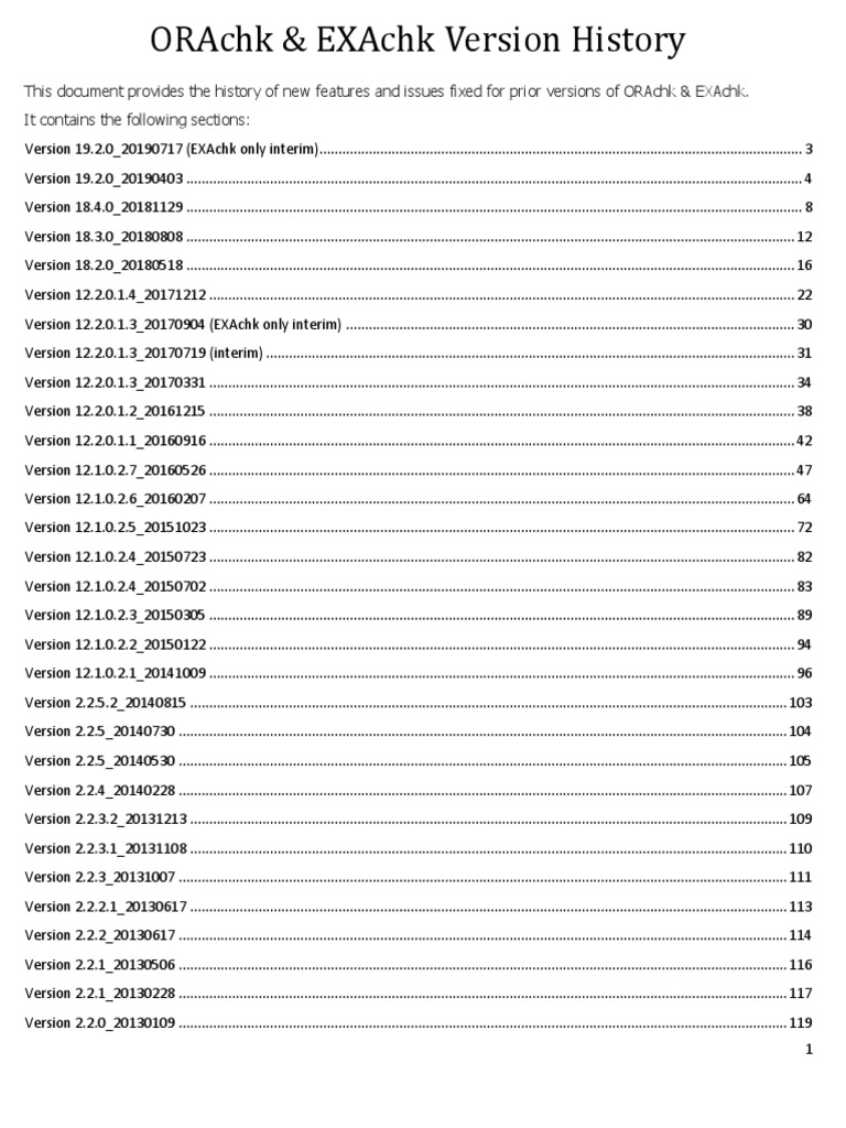 ORAchk EXAchk Feature Fix History | PDF | Oracle Database | Software Bug
