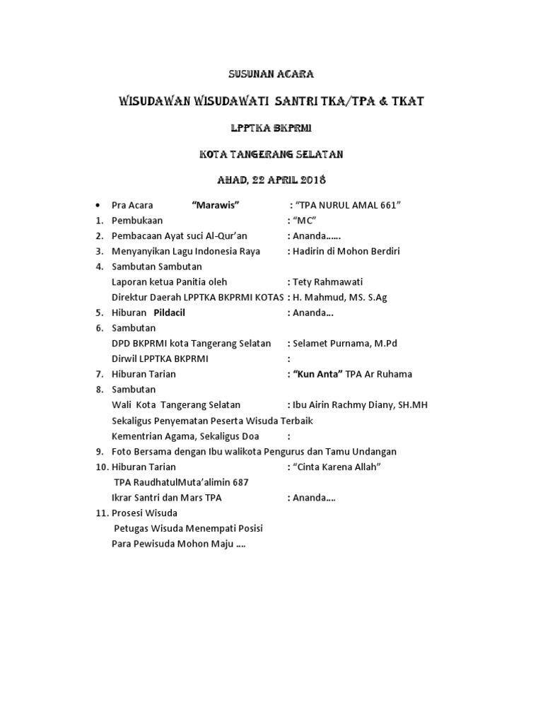 SUSUNAN ACARA Wisuda | PDF