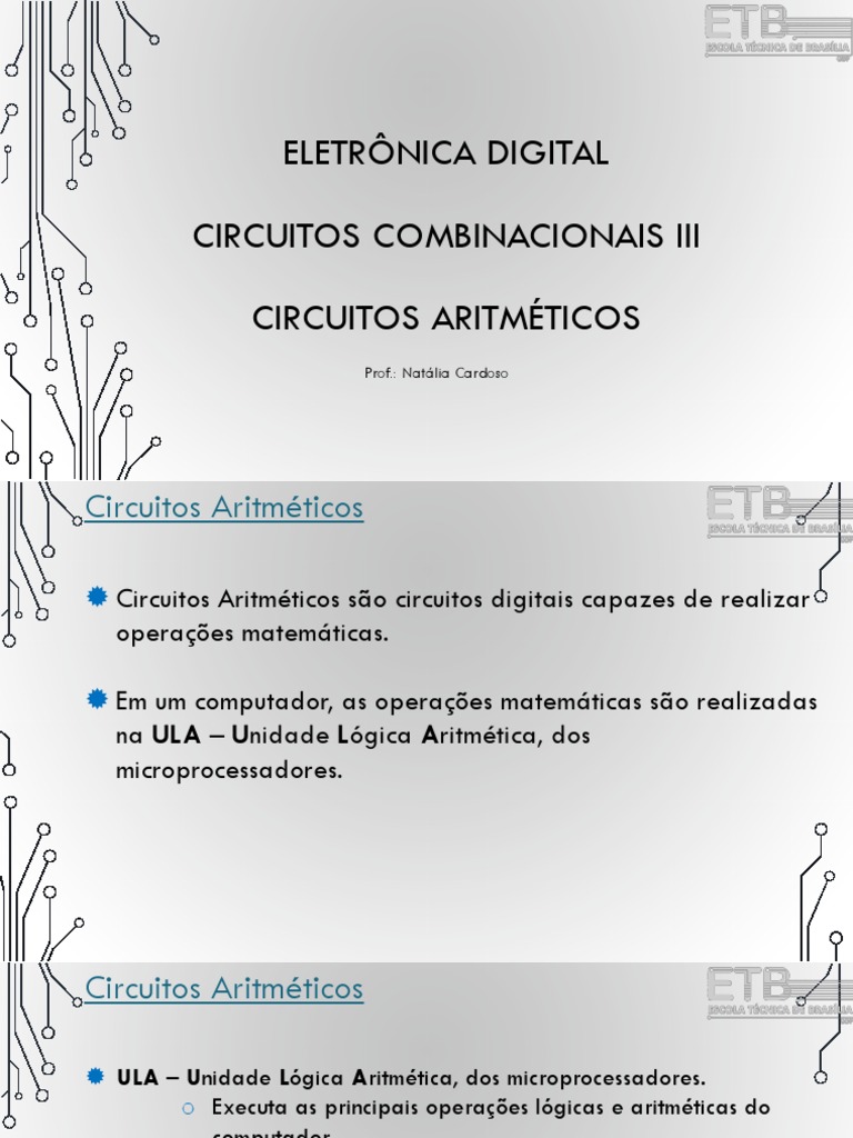 Eletrônica Digital I - Circuitos Combinacionais III - SOMADORES | PDF | Números | Eletrônicos ...