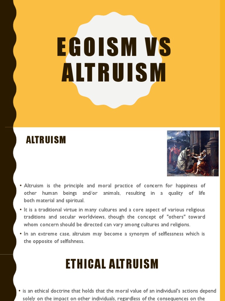 Egoism Vs Altruism | PDF | Altruism | Objectivism (Ayn Rand)