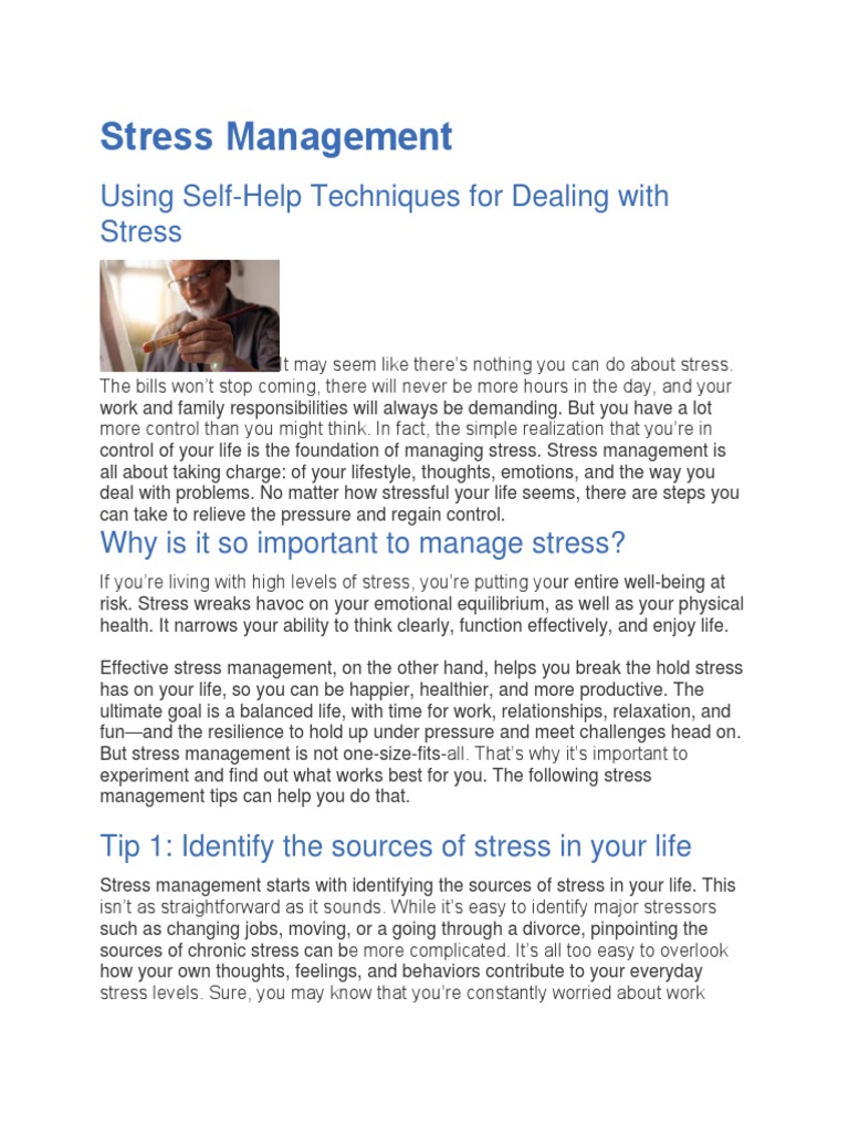 Stress Management: Using Self-Help Techniques For Dealing With Stress ...