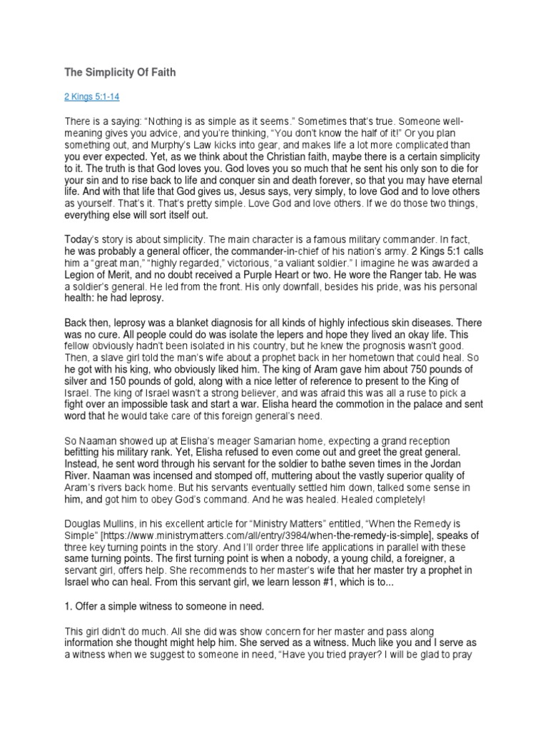 The Simplicity of Faith | PDF | Faith Healing | Jesus