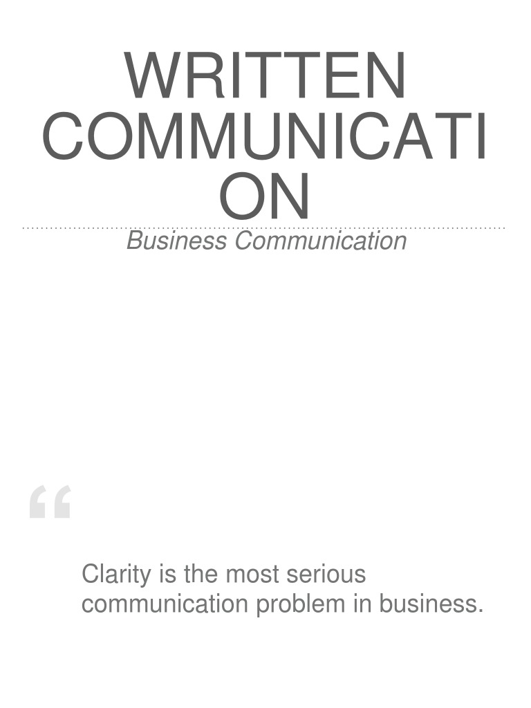 Business Communication - Written Communication | PDF | Communication ...