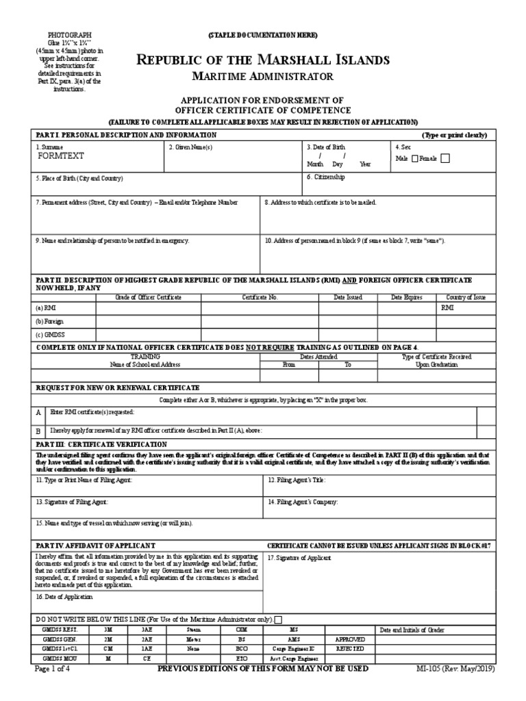 Marshall Island CRA Form | PDF | Notary Public | Business