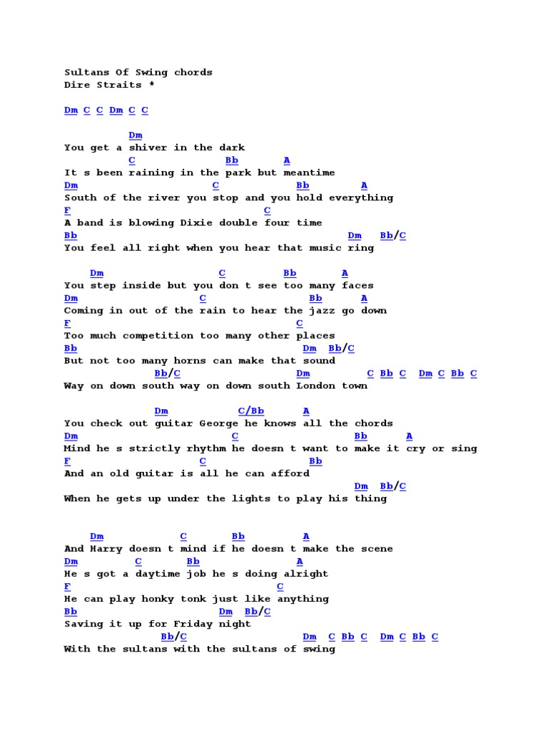 Swing Swing Guitar Chords