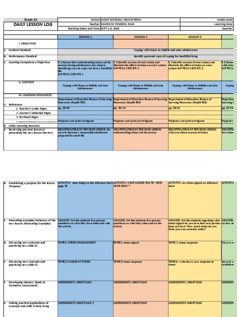 Daily Lesson Log: Grade 12 | PDF | Developmental Psychology | Learning