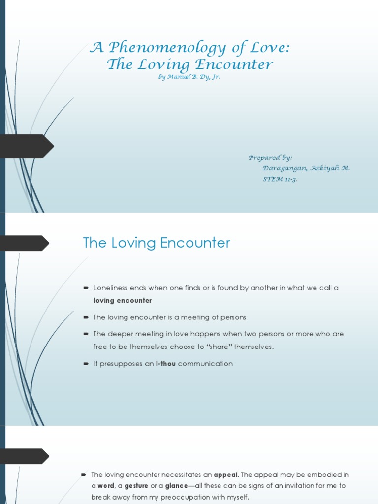 The Loving Encounter | PDF | Behavioural Sciences | Philosophical Theories