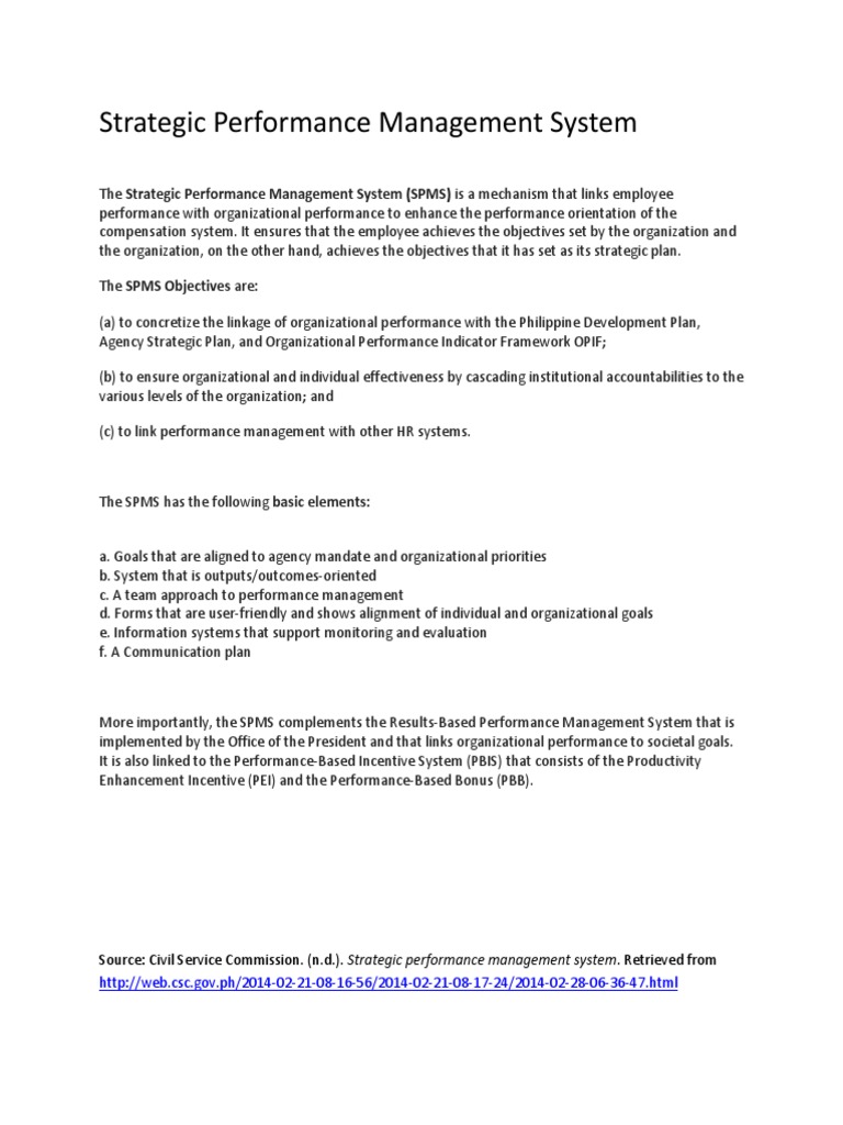 Strategic Performance Management System | PDF