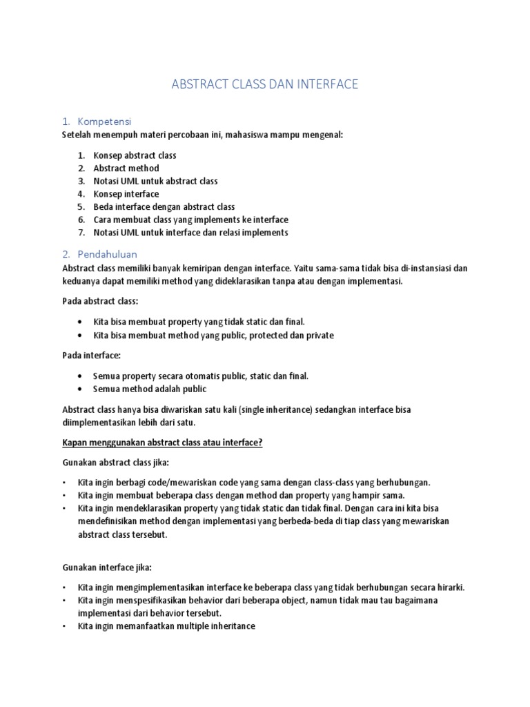 Jobsheet-09.1-Abstract Class Dan Interface | PDF | Metode & Bahan Ajar ...