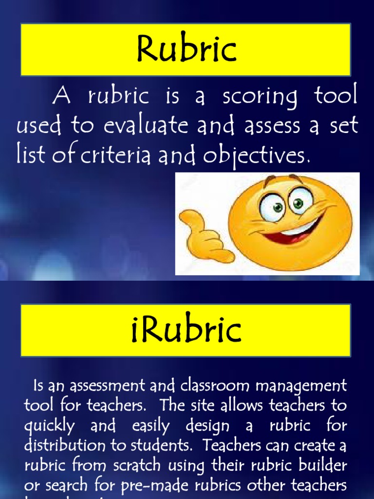 Rubric: A Rubric Is A Scoring Tool Used To Evaluate and Assess A Set ...