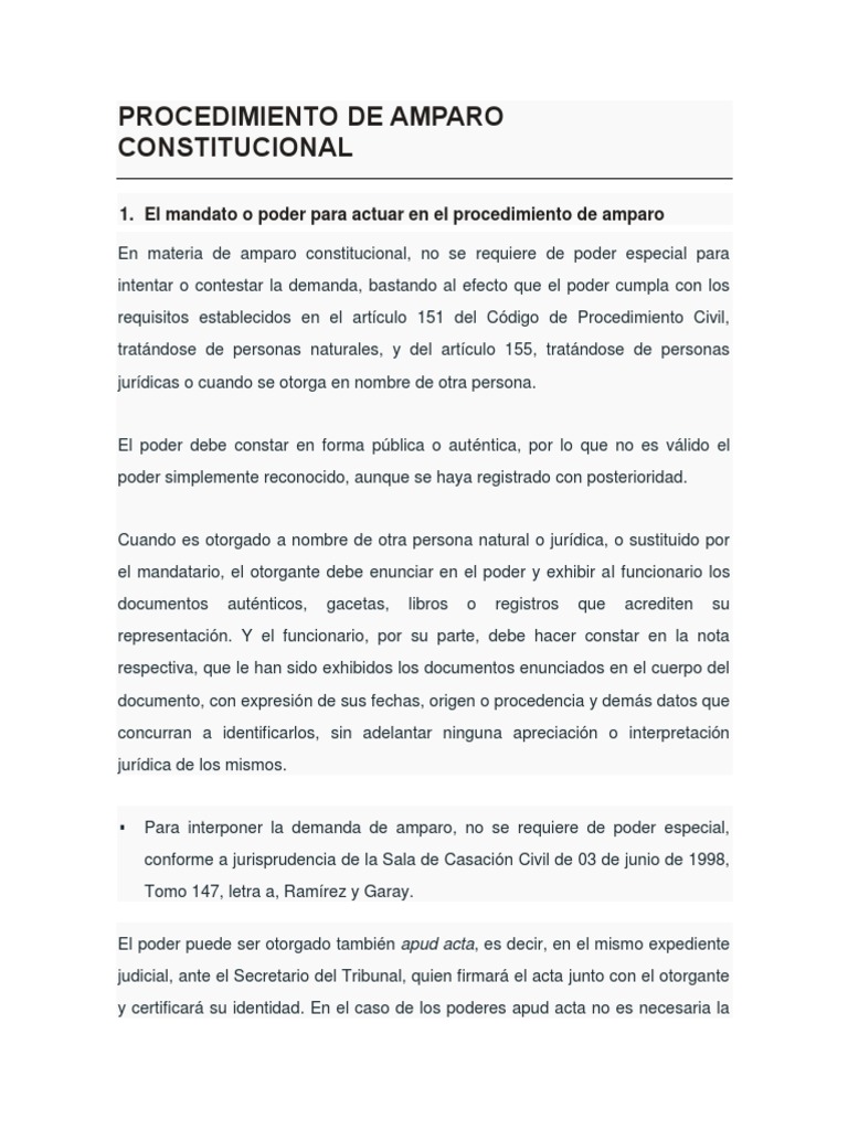 Procedimiento de Amparo Constitucional | PDF | Caso de ley | Sentencia ...