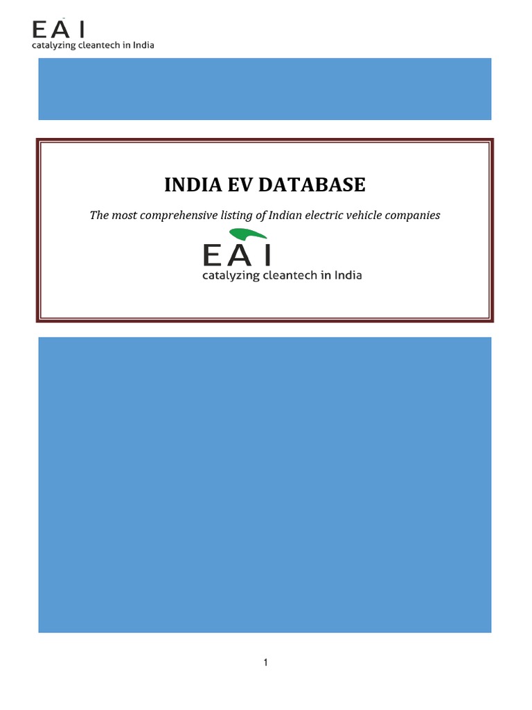 India EV Database | PDF | Electric Vehicle | Battery Charger