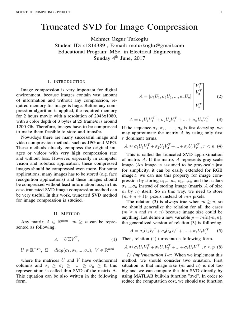 Truncated SVD For Image Compression | Download Free PDF | Eigenvalues ...